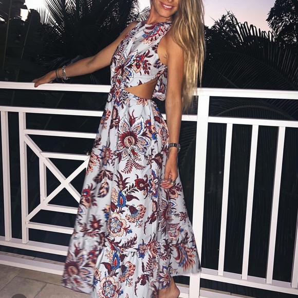 RHODE | Dresses | Nwt Rhode X Target Floral Print Cutout Maxi Dress ...
